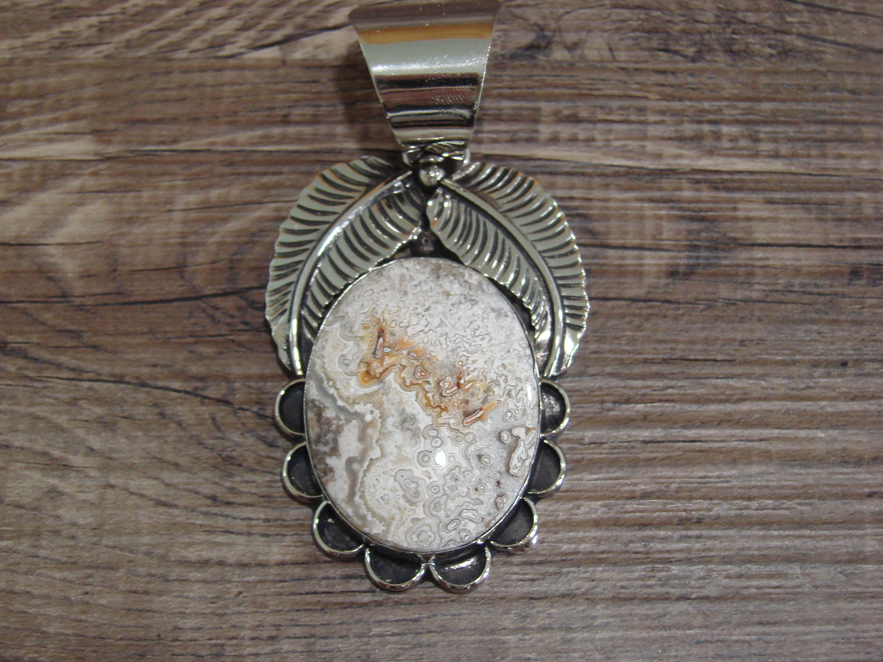 Large Navajo Indian Nickel Silver & Jasper Pendant by Cleveland– NTNM