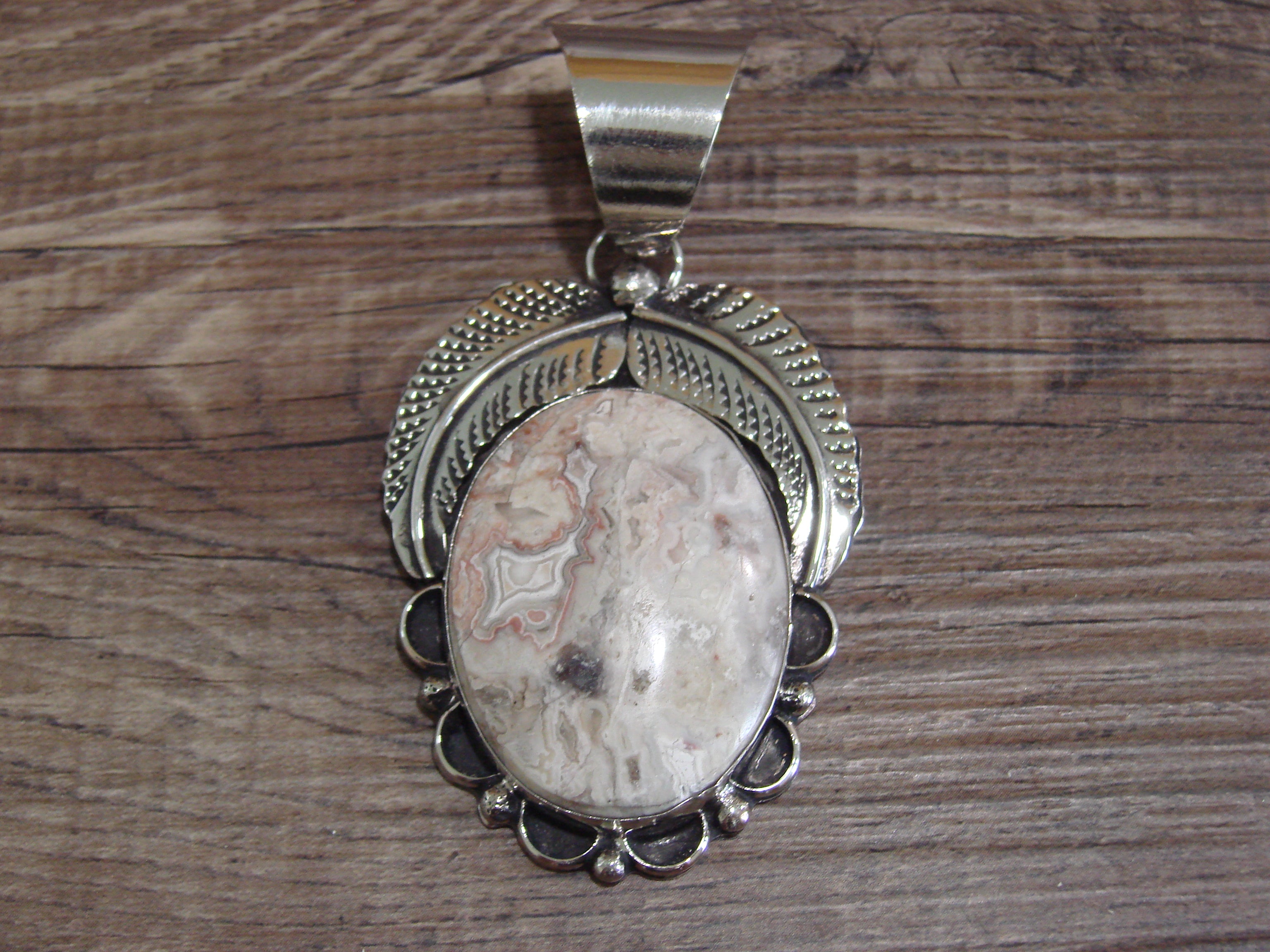 Large Navajo Indian Nickel Silver & Jasper Pendant by Cleveland– NTNM