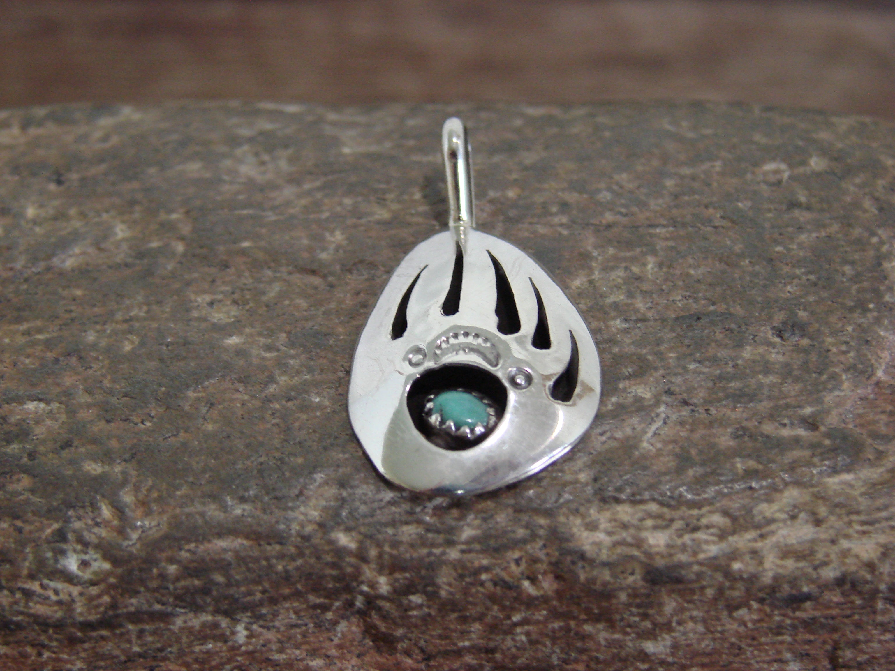 Native American Sterling Silver Turquoise Bear Paw Pendant by Begay– NTNM
