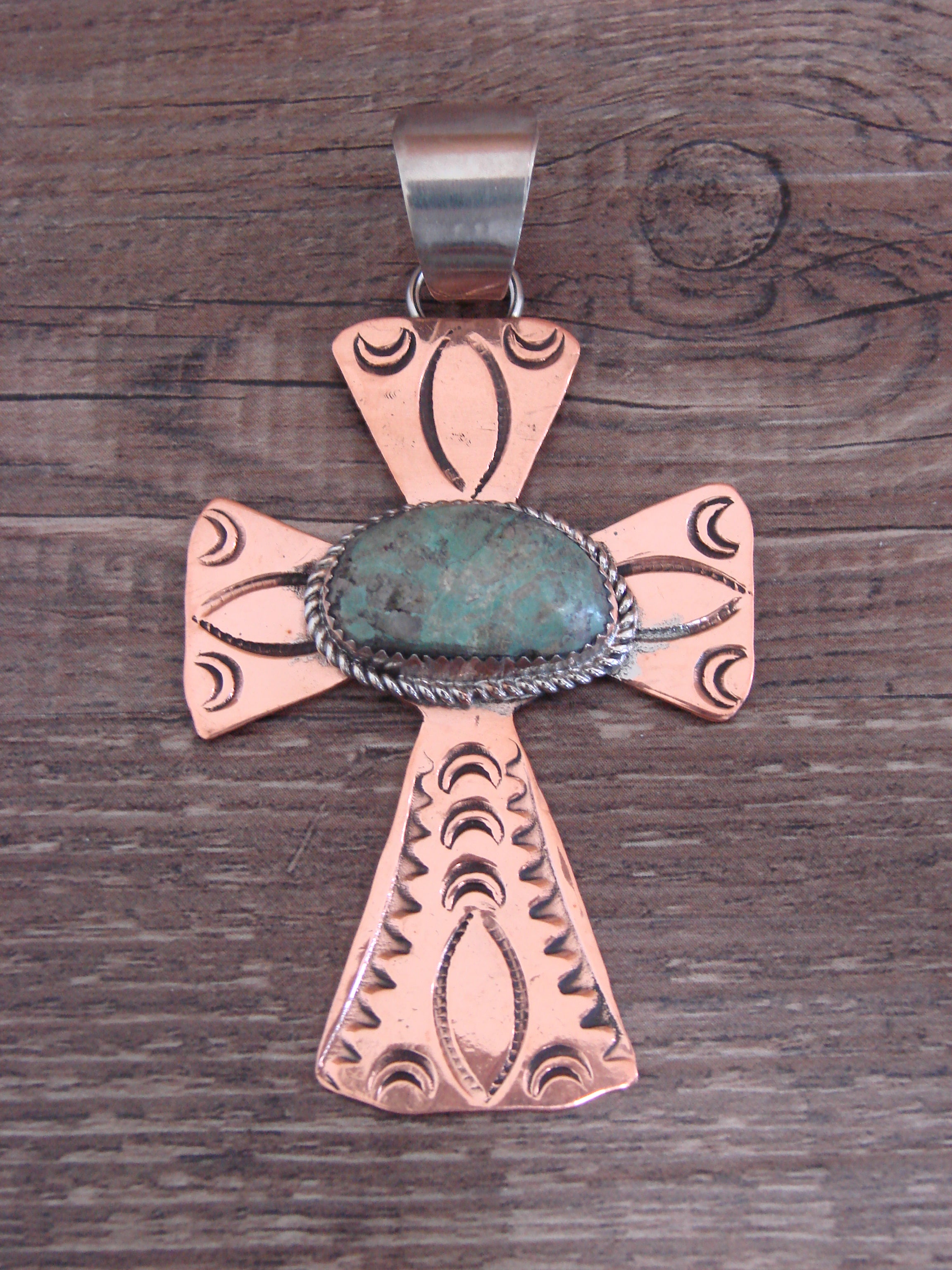 Native American Copper & Turquoise Cross Pendant by Cleveland– NTNM