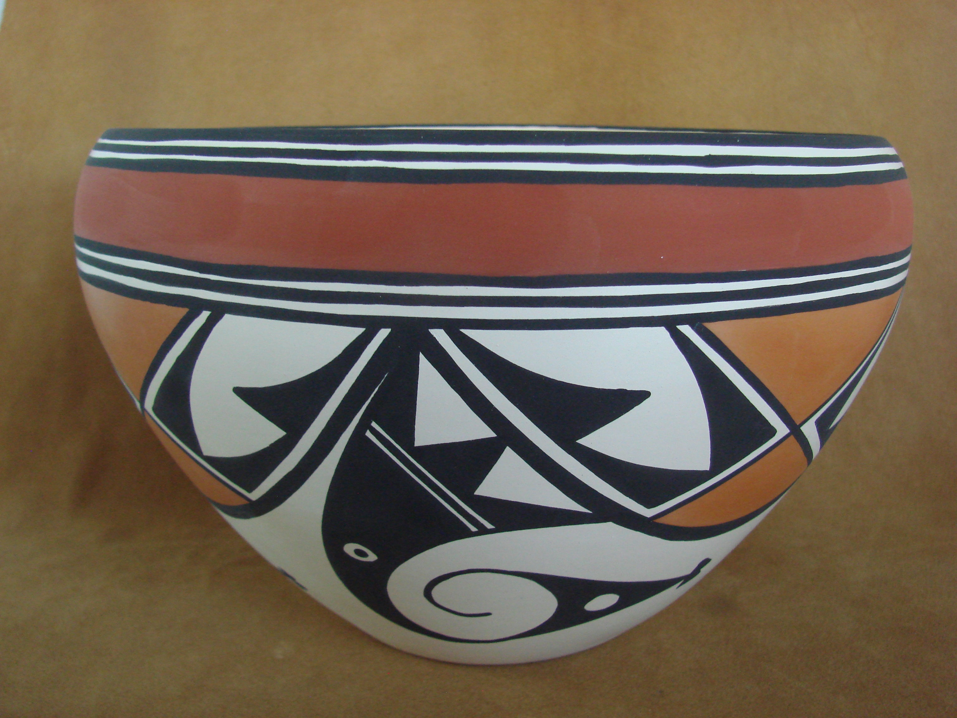 Large Acoma Pueblo Fine Line Hand Painted Pottery by Joe– NTNM