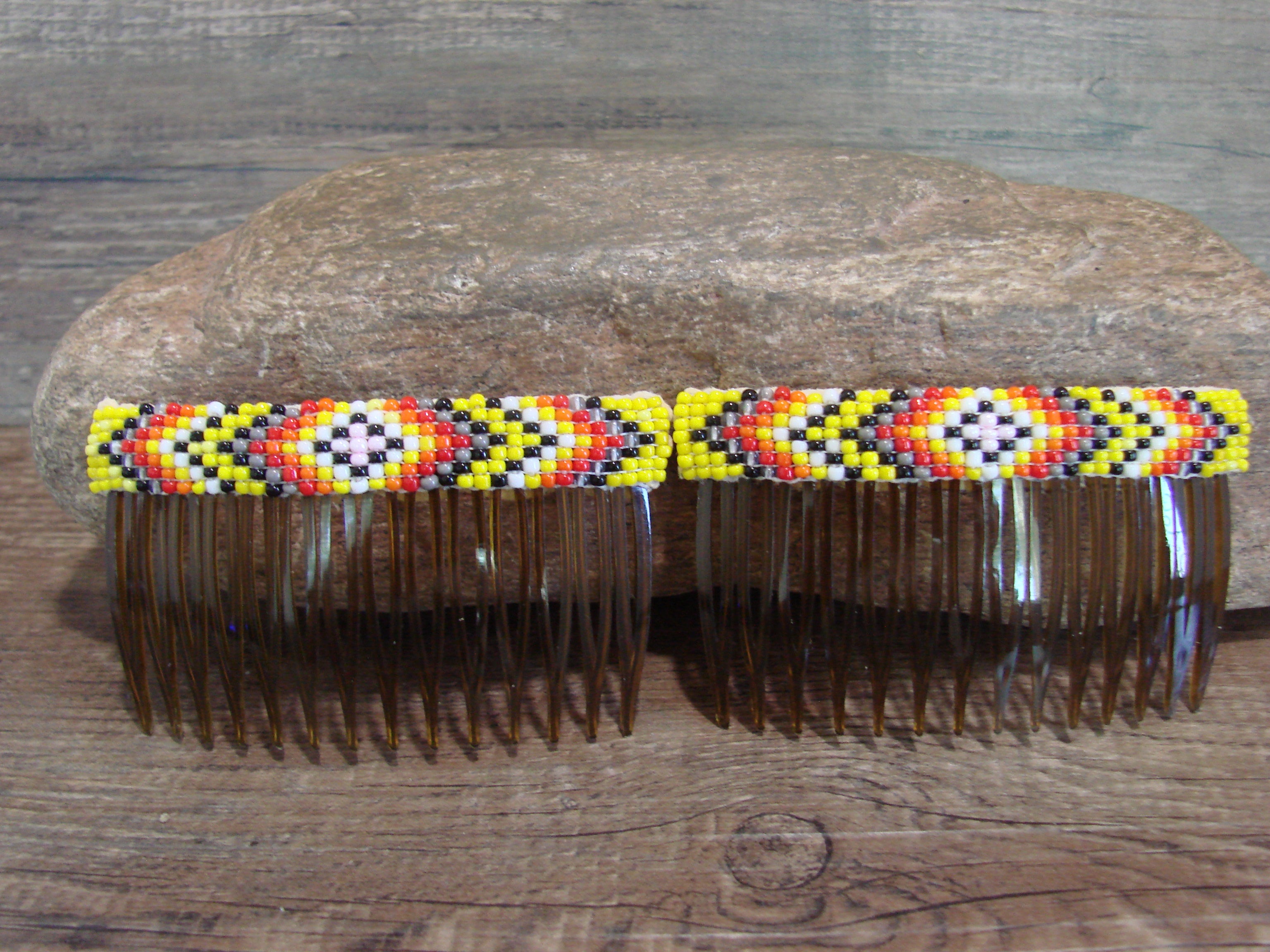 Native American Navajo Indian Hand Beaded Hair Comb Set by Cleveland– NTNM