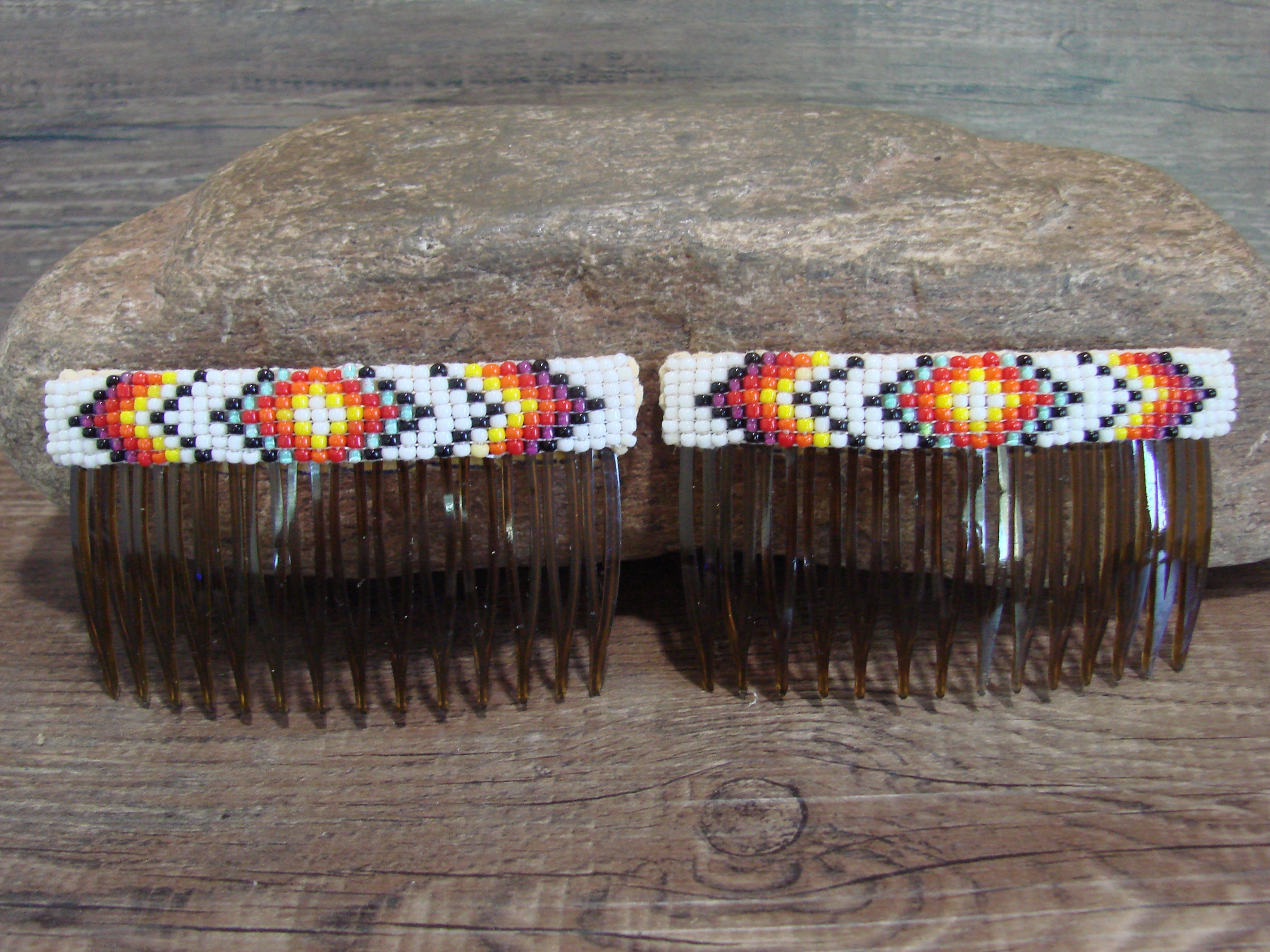 Native American Navajo Indian Hand Beaded Hair Comb Set by Cleveland– NTNM