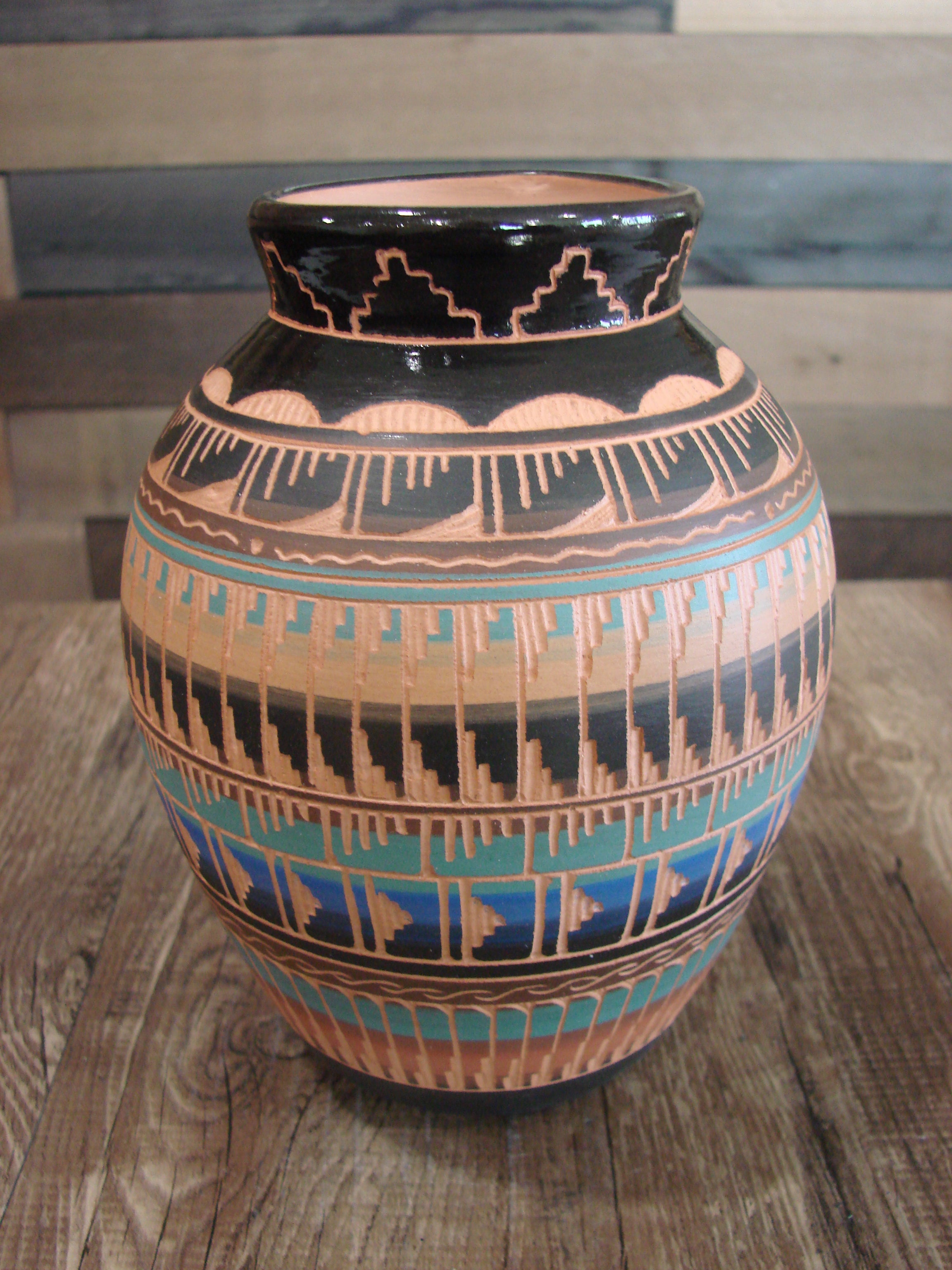 Native American Navajo Hand Etched & Painted Ginger Jar Pottery - Gilm ...