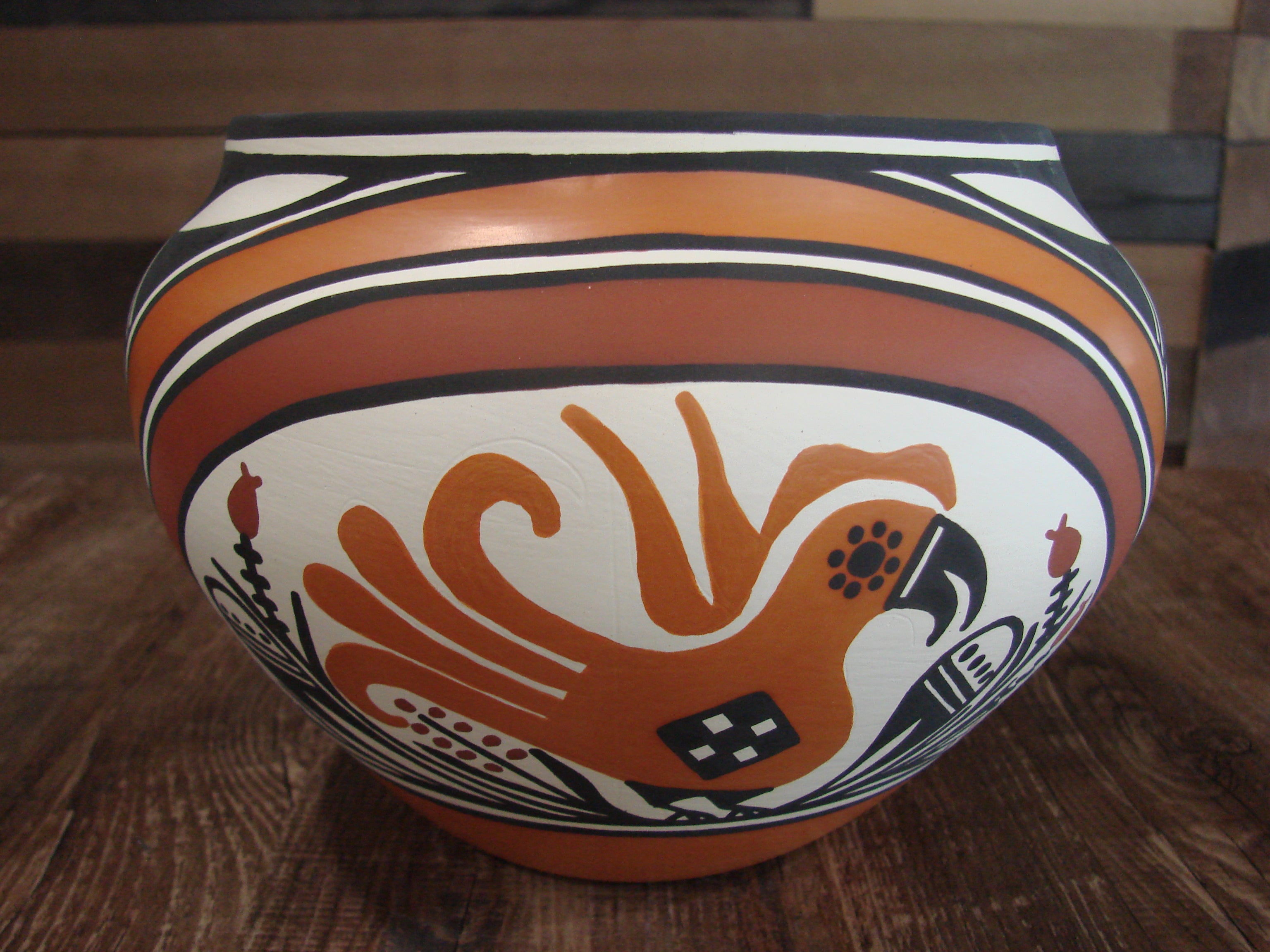 Native American Fine Line Hand Painted Pottery by L. Joe– NTNM