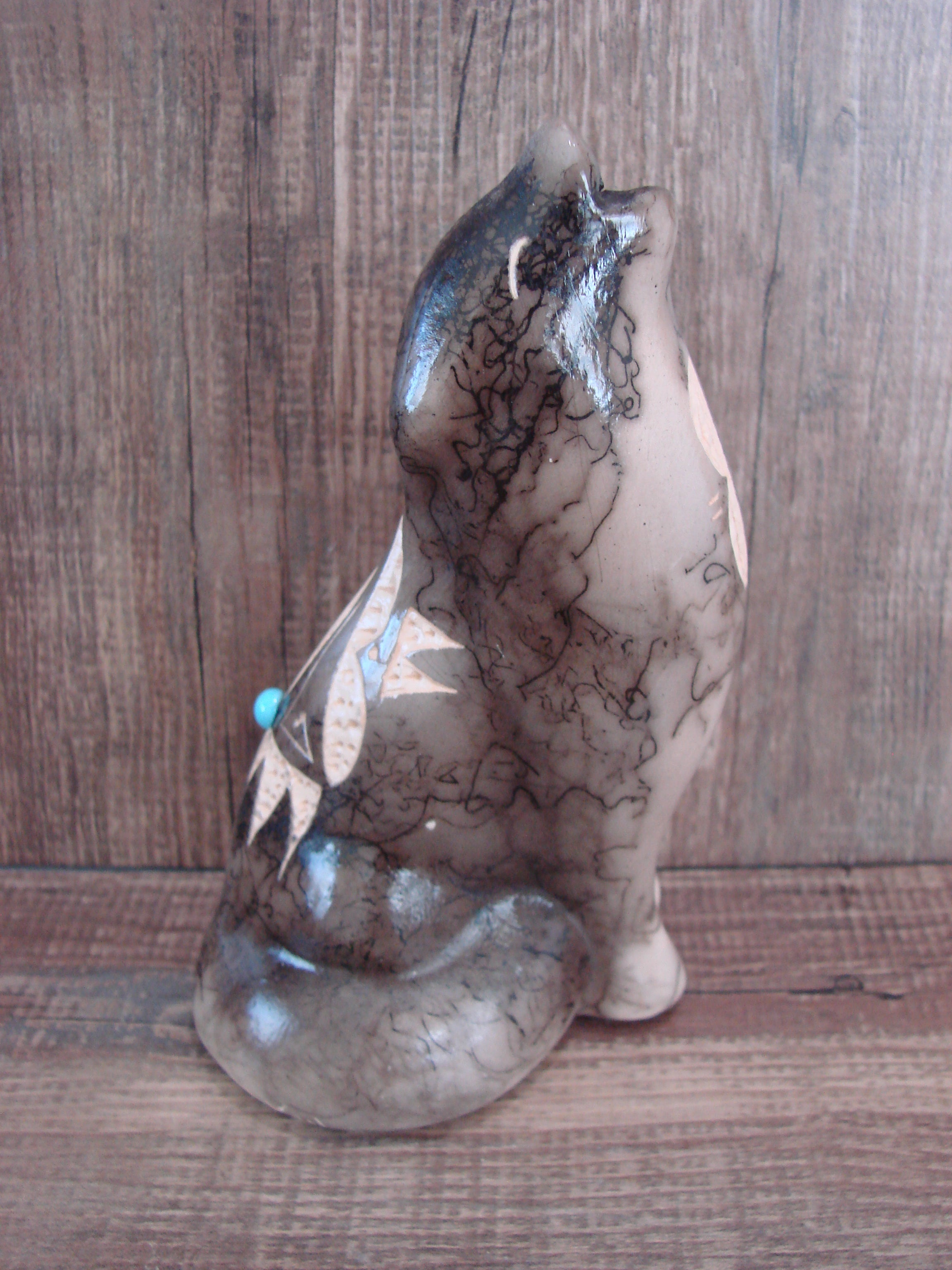 Navajo Pottery Horse Hair Howling Wolf Sculpture by Vail– NTNM
