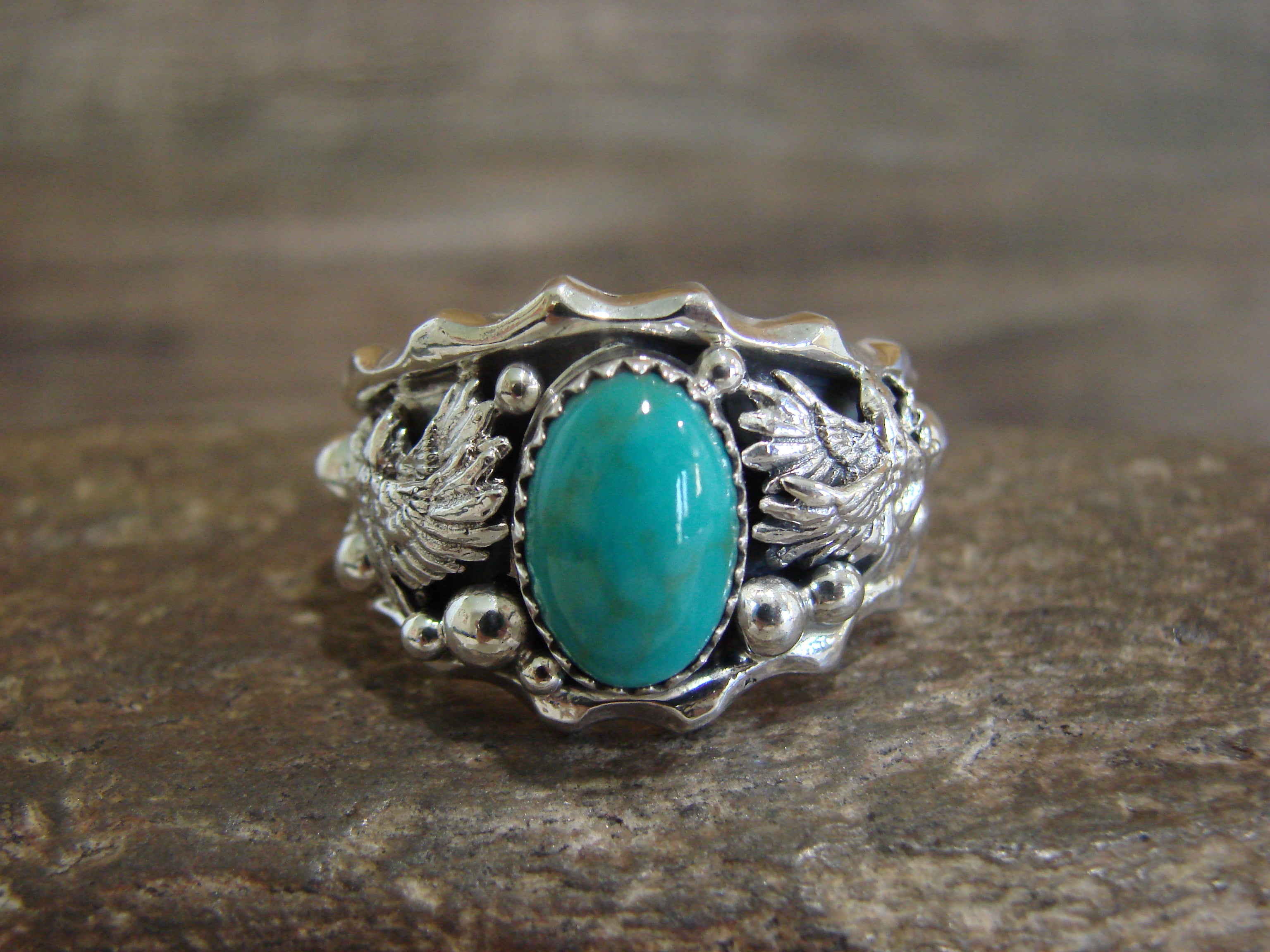 Native American Sterling Silver Turquoise Eagle Ring Size 13 - Morgan– NTNM