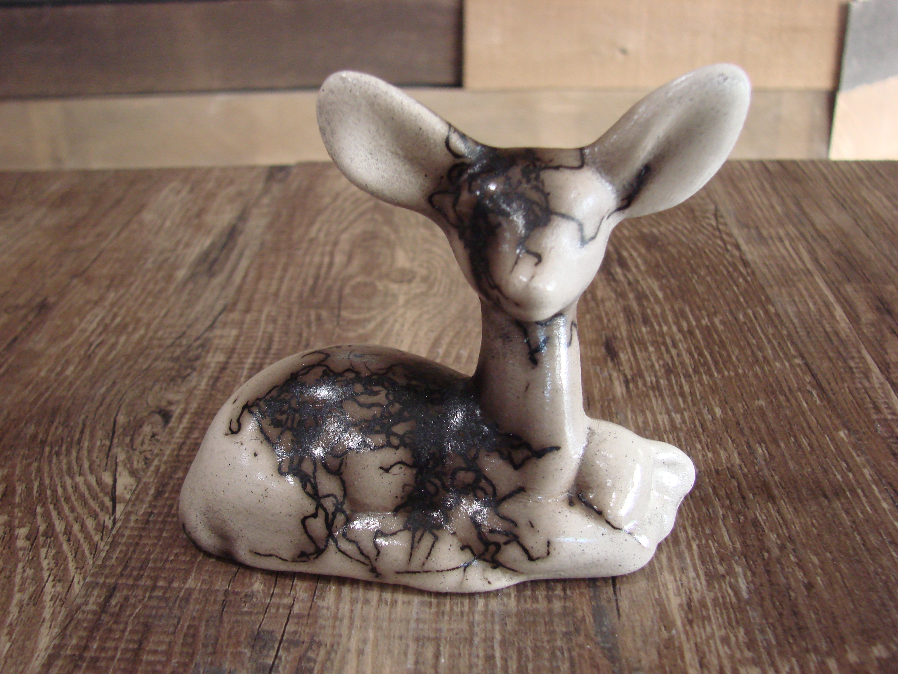 Small Native American Pottery Horse Hair Fawn Sculpture by Vail– NTNM