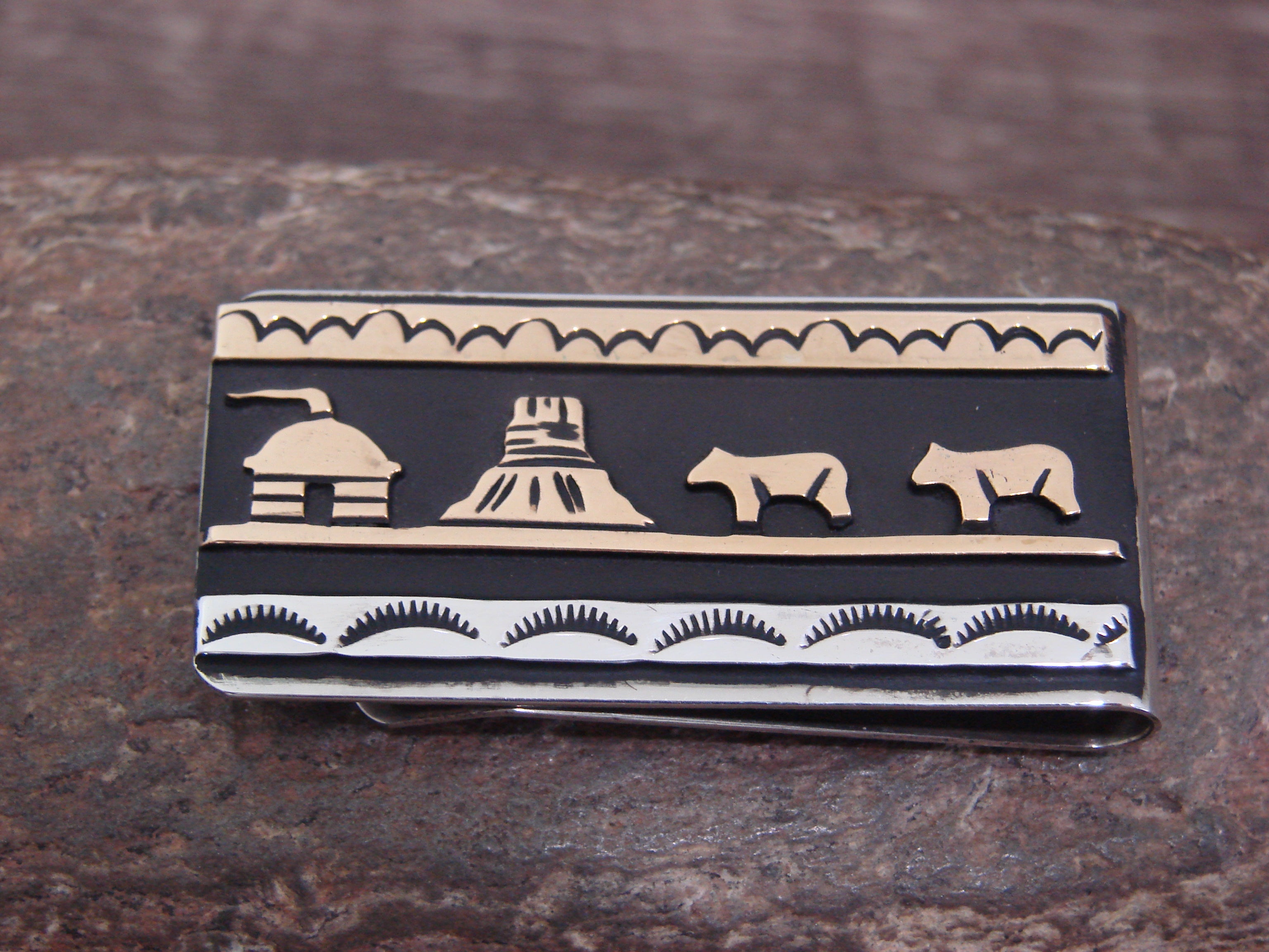Native American Sterling Silver & 12 kt Gold Fill Money Clip by Singer ...