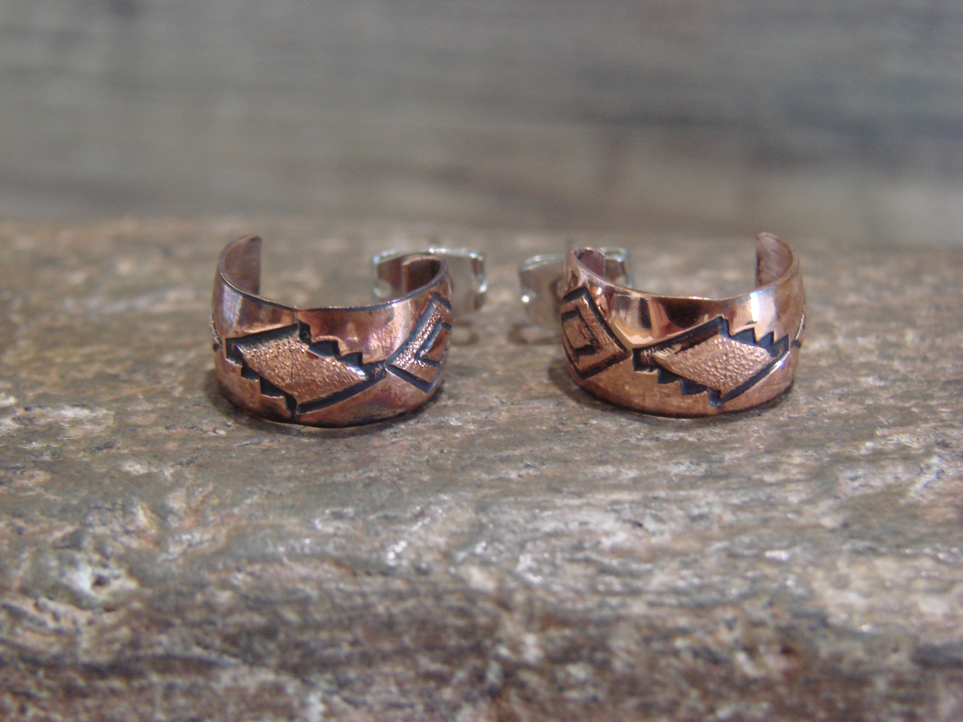 Native American Navajo Indian 7/16" Copper Hoop Earrings - Tahe– NTNM