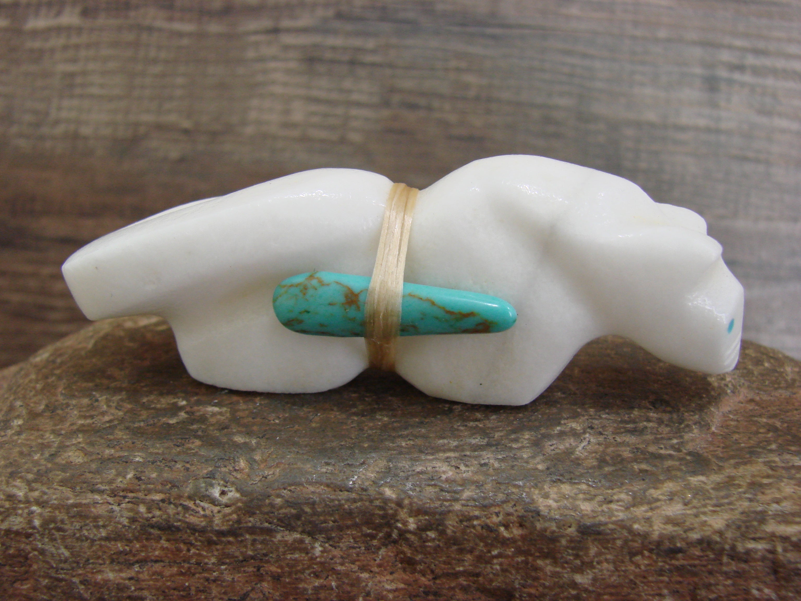 Native American Hand Carved White Marble Mountain Lion Fetish by Halat ...