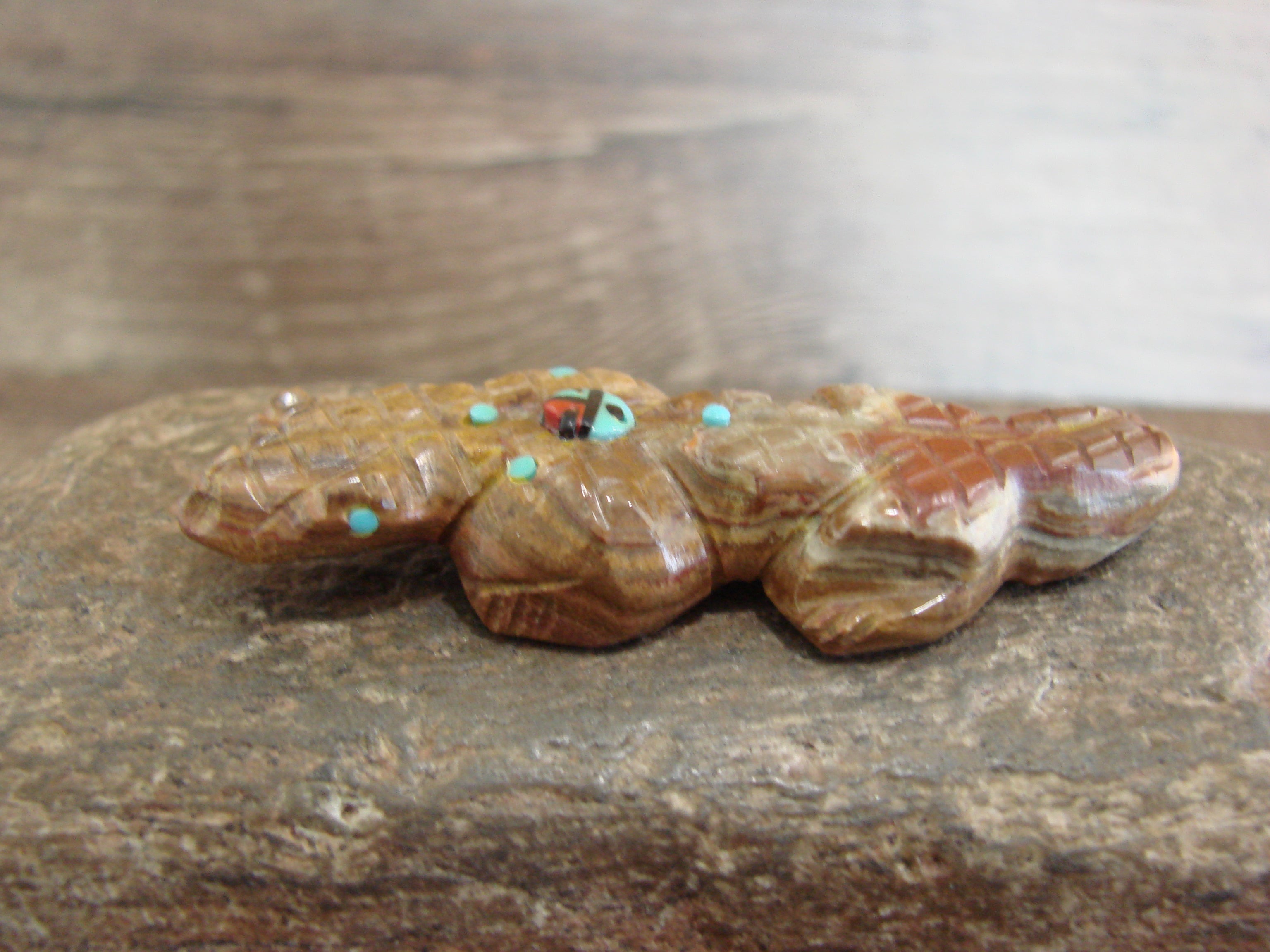 Native American Zuni Indian Banded Jasper Lizard Fetish by Laate– NTNM
