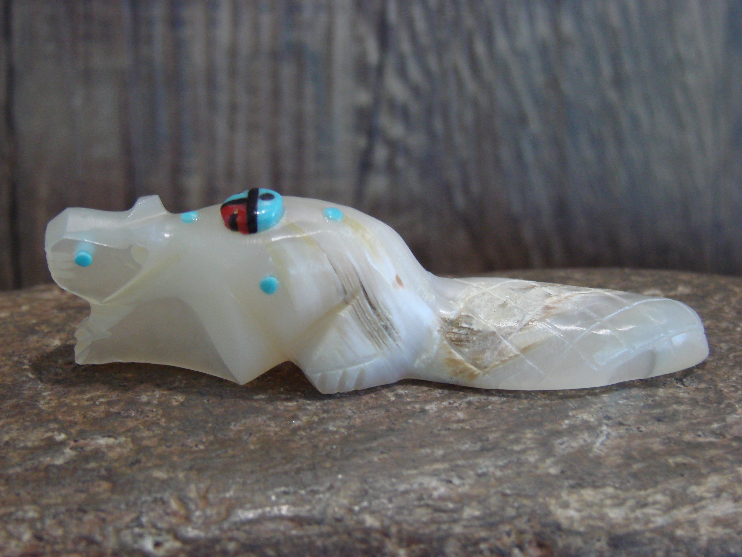 Native American Zuni Indian Hand Carved Mother of Pearl Beaver Fetish ...