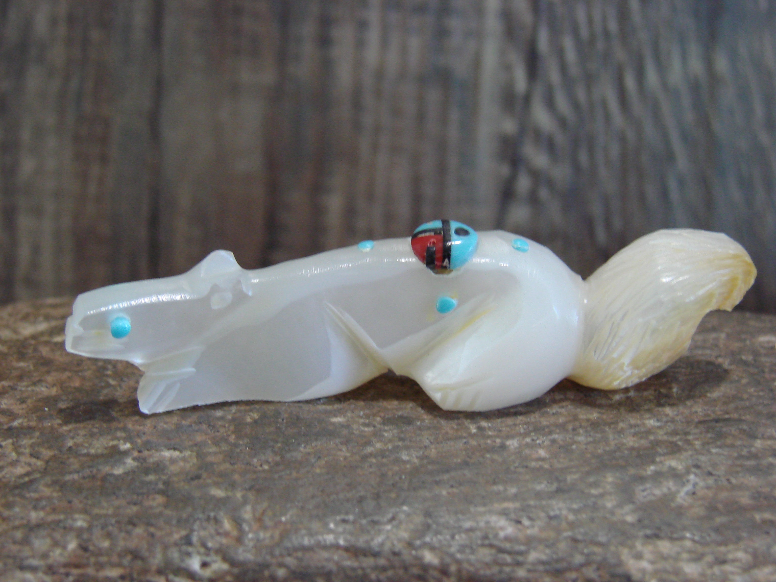 Native American Zuni Indian Hand Carved Mother of Pearl Squirrel Fetis ...