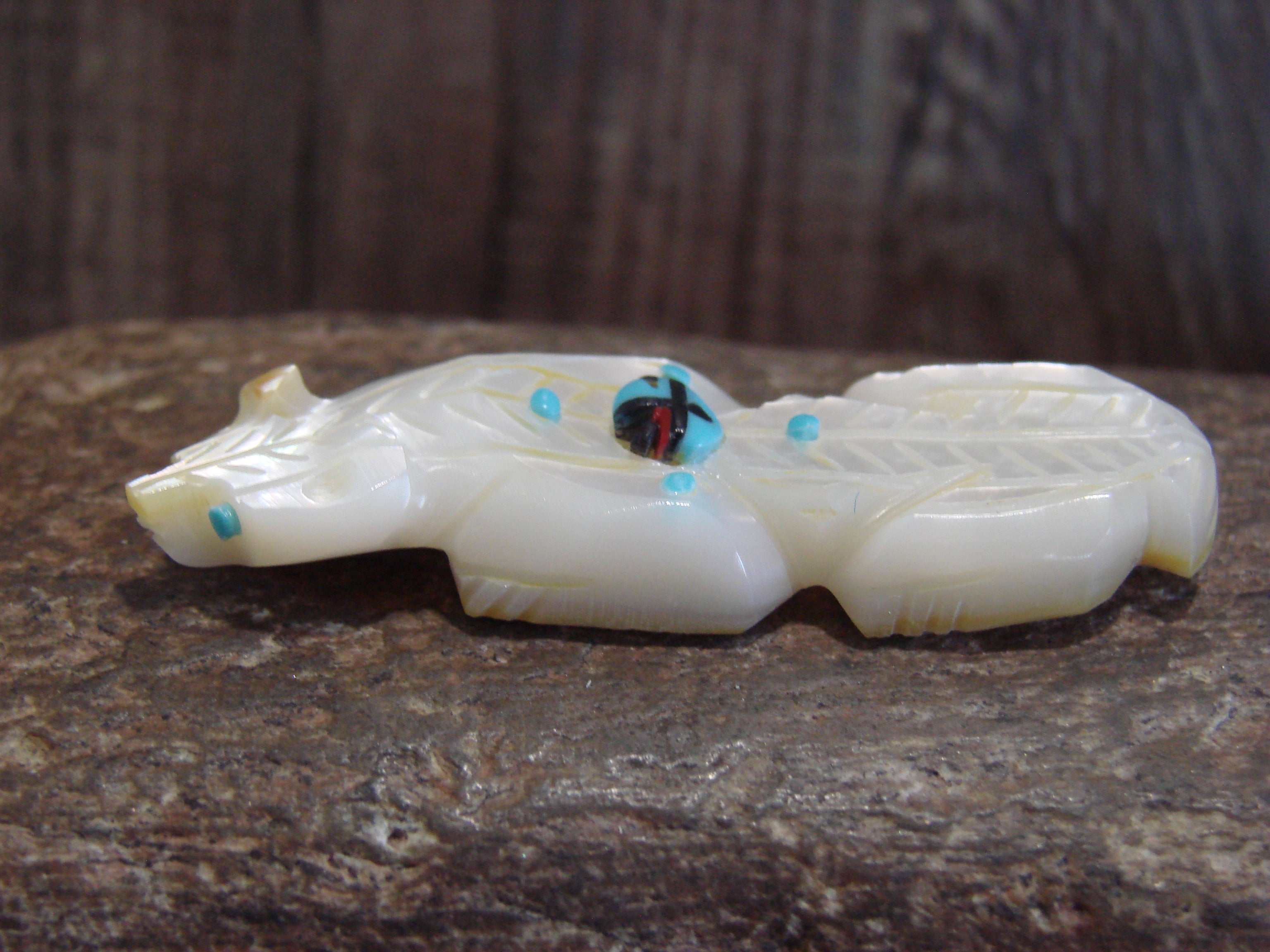Native American Zuni Indian Hand Carved Mother of Pearl Badger Fetish ...